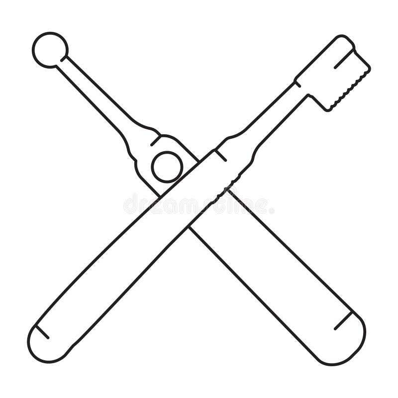 Crossed Toothbrush and Electric Floss. Vector Illustration Decorative ...