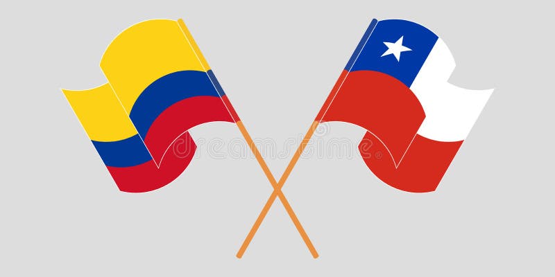 Crossed and Waving Flags of Colombia and Chile Stock Vector ...