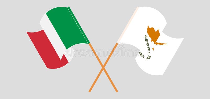 Crossed and Waving Flags of Cyprus and Italy Stock Vector ...