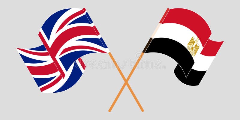 Crossed and Waving Flags of Egypt and the UK Stock Vector ...