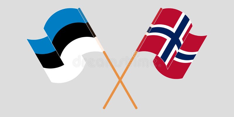 Crossed and Waving Flags of Estonia and Norway Stock Vector ...