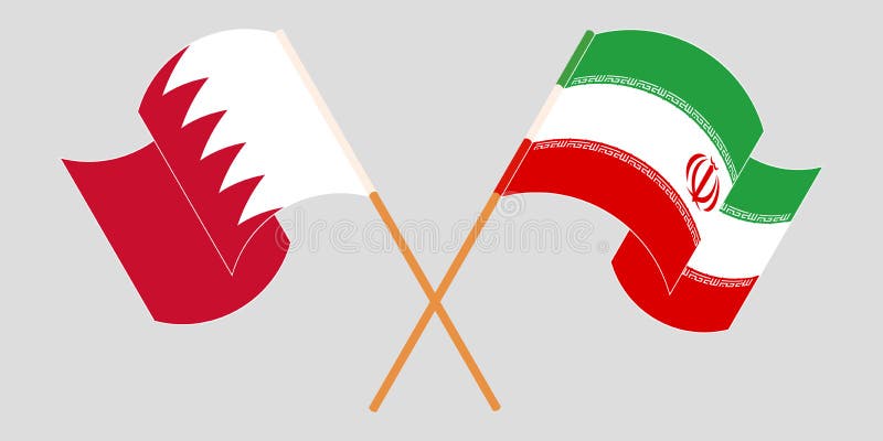 Crossed and Waving Flags of Iran and Bahrain Stock Vector ...