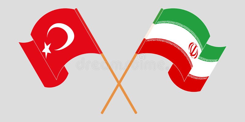 Crossed and Waving Flags of Iran and Turkey Stock Vector - Illustration ...