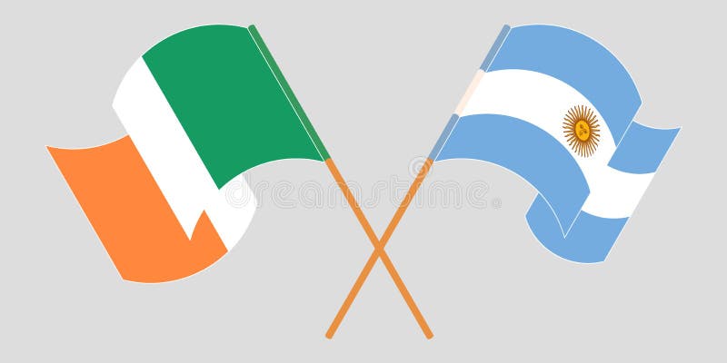 Crossed and Waving Flags of Ireland and Argentina Stock Illustration ...