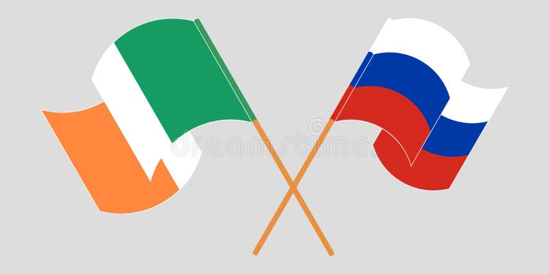Crossed and Waving Flags of Ireland and Russia Stock Illustration ...