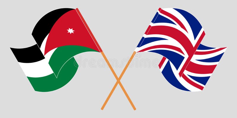 Crossed and Waving Flags of Jordan and UK Stock Vector - Illustration ...