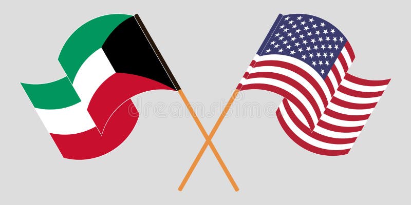 Crossed and Waving Flags of Kuwait and the USA Stock Vector ...