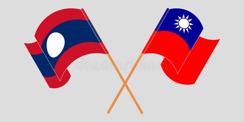 Crossed and Waving Flags of Laos and Taiwan Stock Vector - Illustration ...