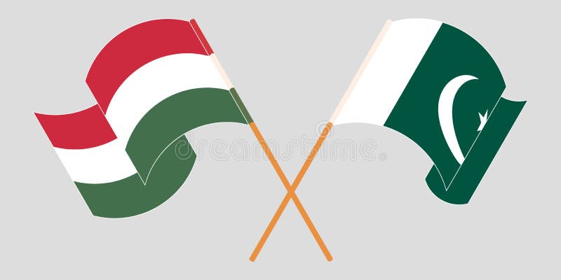Crossed and Waving Flags of Pakistan and Hungary Stock Vector ...