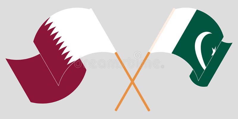 Crossed and Waving Flags of Pakistan and Qatar Stock Vector ...