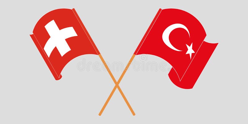 Crossed and Waving Flags of Switzerland and Turkey Stock Vector ...