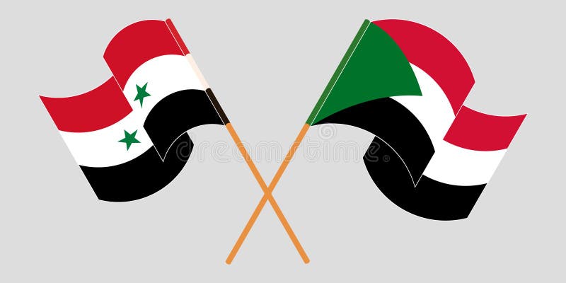 Crossed and Waving Flags of Syria and Sudan Stock Vector - Illustration ...