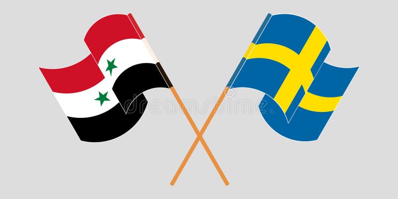 Crossed and Waving Flags of Syria and Sweden Stock Vector ...