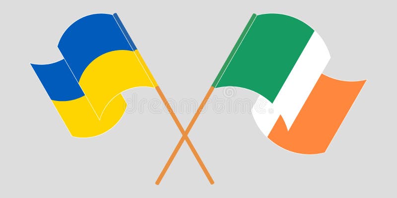 Crossed and Waving Flags of the Ukraine and Ireland Stock Vector ...