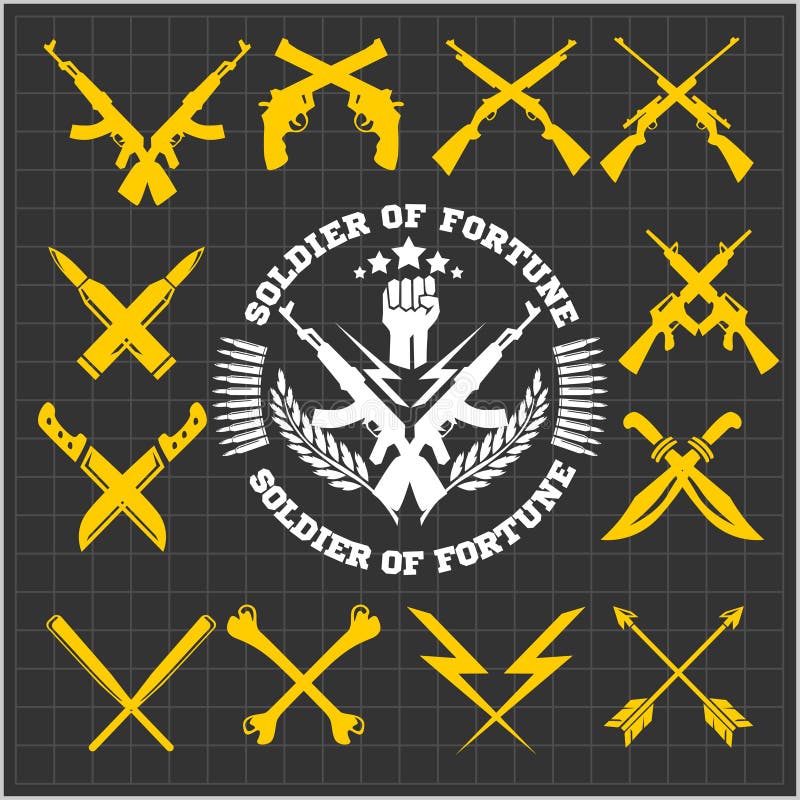 Crossed Weapons Vector Collection in Dark Stock Vector - Illustration ...