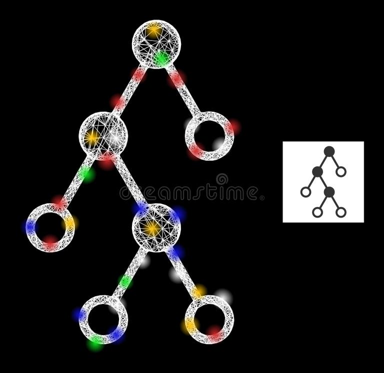 Crossed Web Mesh Hierarchy Nodes Icon with Multi Colored Flash Nodes ...