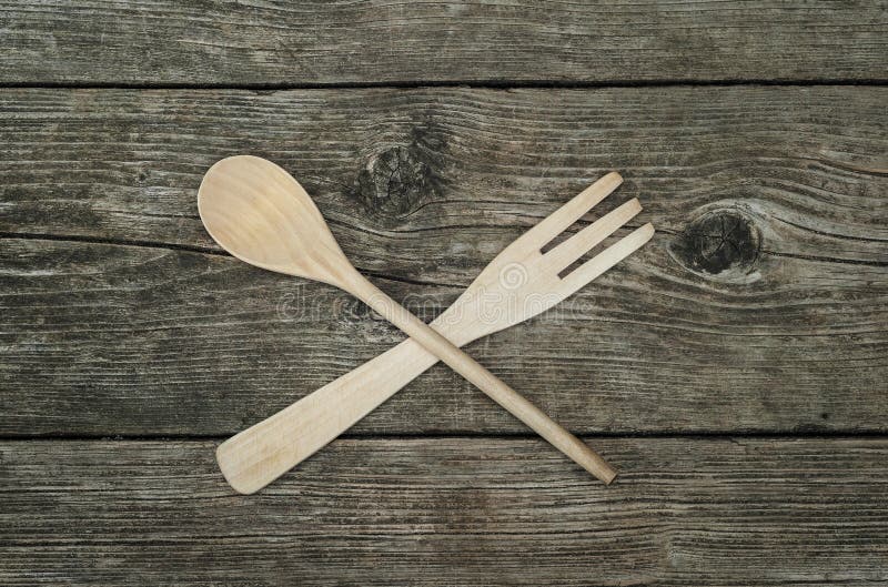 Two Crossed Old Wooden Spoons on Rustic Background Stock Image - Image ...