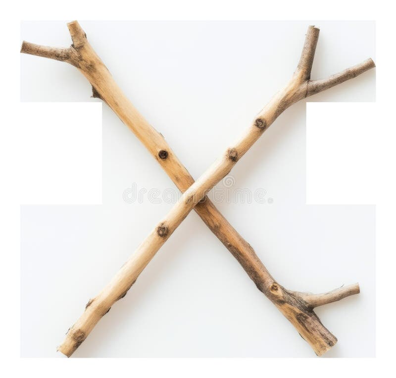 Crossed Wooden Sticks Isolated on Transparent Background, Rustic Object ...