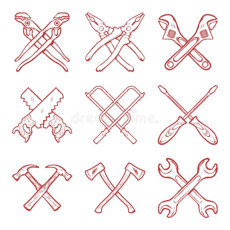 Crossed work tools vector stock vector. Illustration of work - 84146261