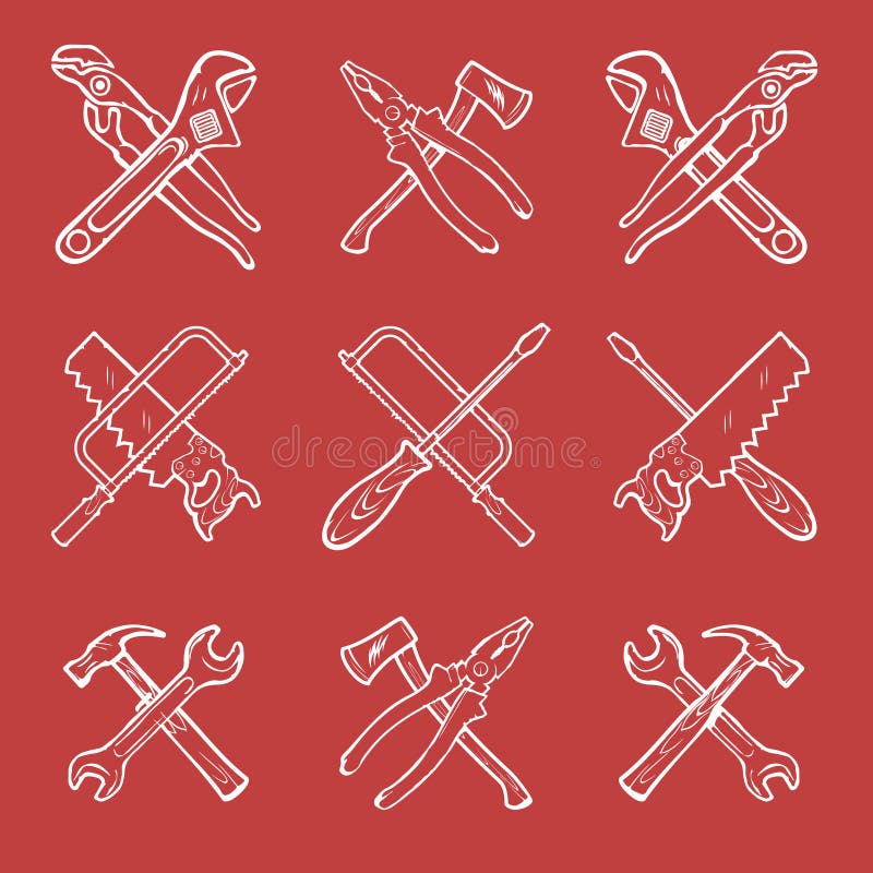 Crossed work tools vector stock vector. Illustration of work - 84146261