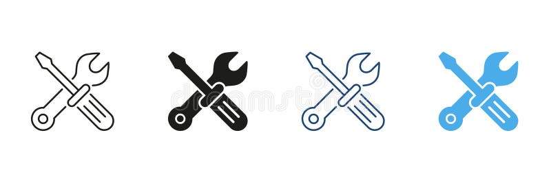 Crossed Wrench and Screwdriver Icon Set. Maintenance, Repair, and ...
