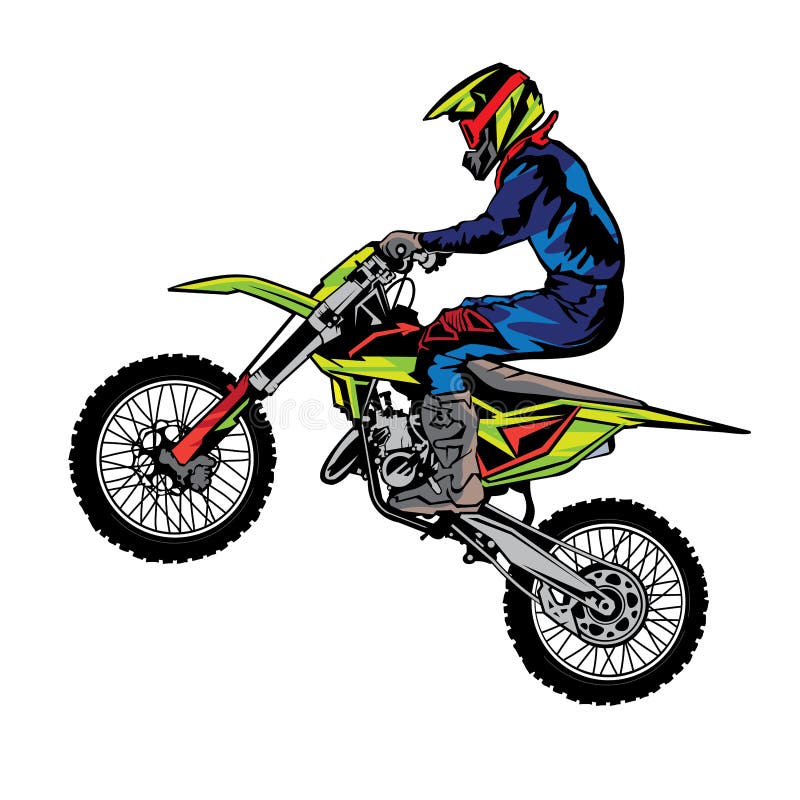 Motocross Racing Vector Illustration in Retro Vintage Design Stock ...