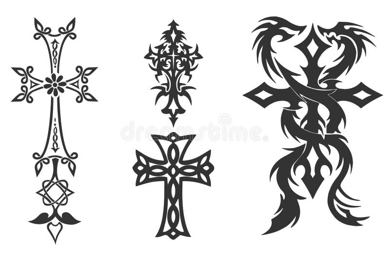 Crosses Crucifix. Religious Design Elements Illustration Stock ...