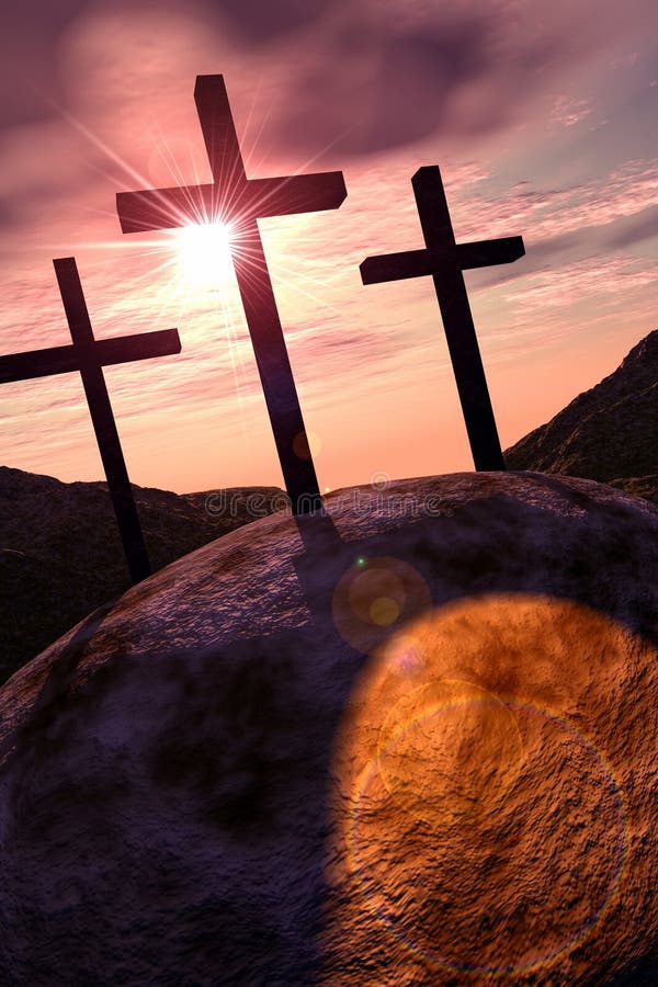 Crosses on Golgotha stock illustration. Illustration of jesus - 531508
