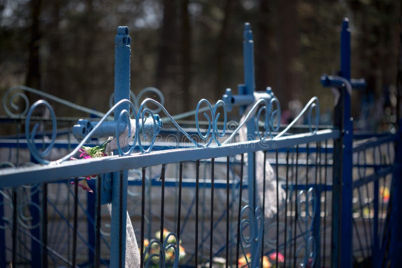 Crosses and Graves in the Cemetery on the Eve of the Holiday Radonitsa ...