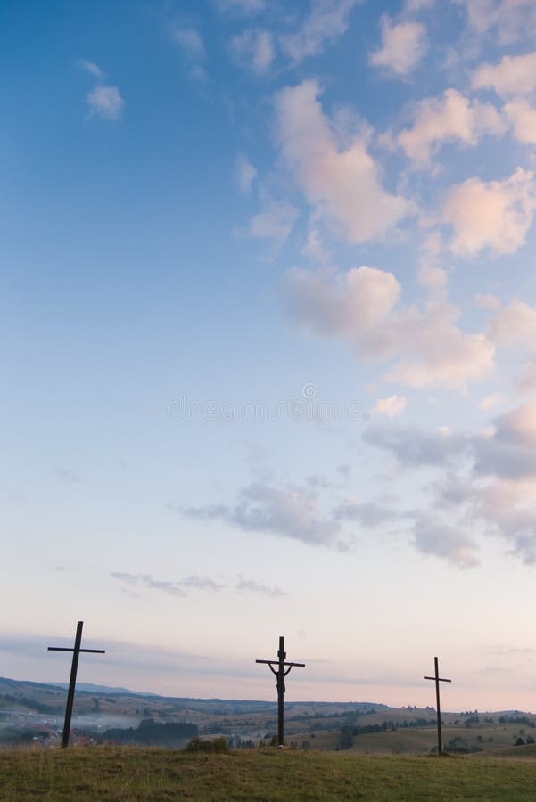 Crosses on hill stock image. Image of religion, cross - 19108063