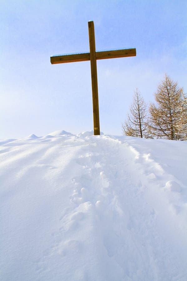 Crosses the snow stock photo. Image of hill, conifer - 12464712