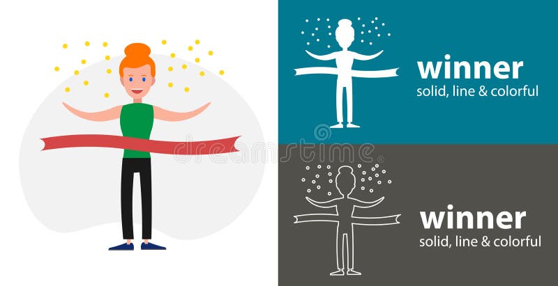 Winner Crosses the Finish Line Stock Illustration - Illustration of ...