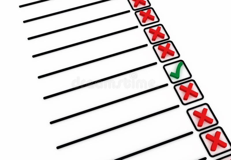 Cross and a Tick in the Selection List in Order Stock Illustration ...