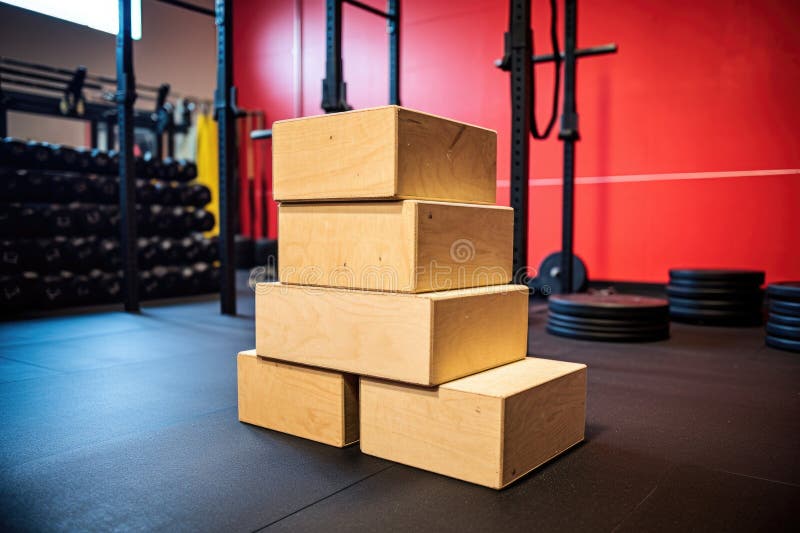 Crossfit Jump Box Stacked in a Corner of the Gym Stock Image - Image of ...