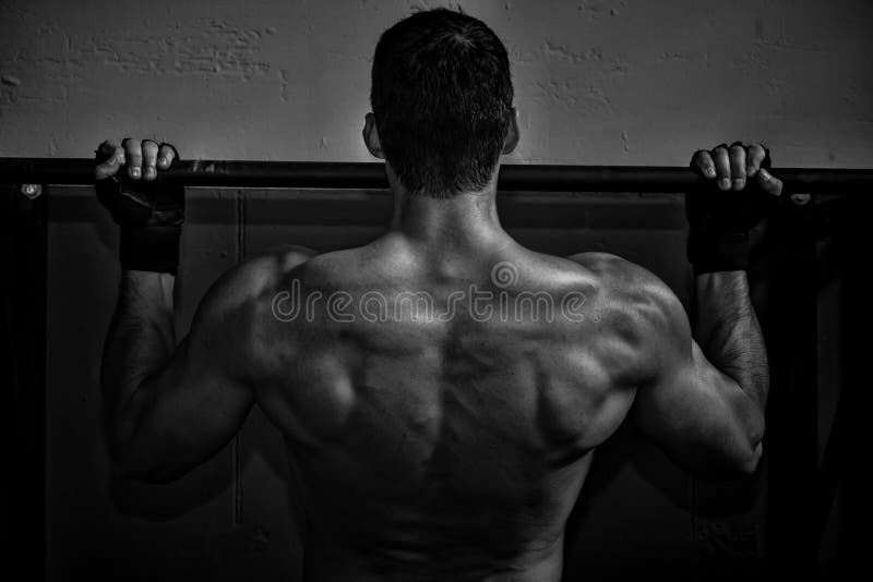Crossfit Pull Up Fitness Exercise - Back of a Man Stock Photo - Image ...
