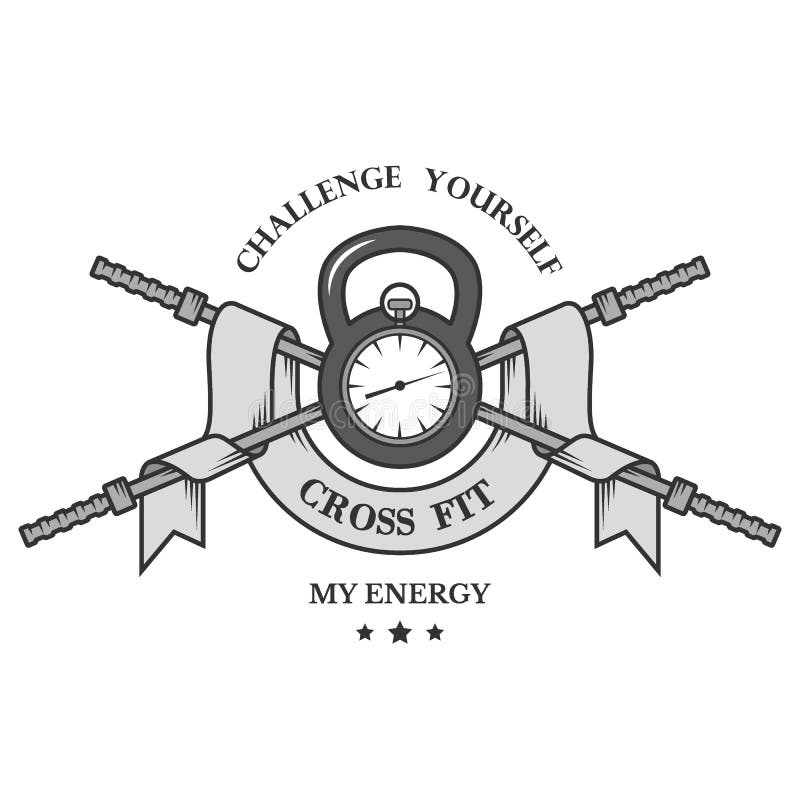 Crossfit sportlogo, emblem vektor illustrationer. Illustration av band ...