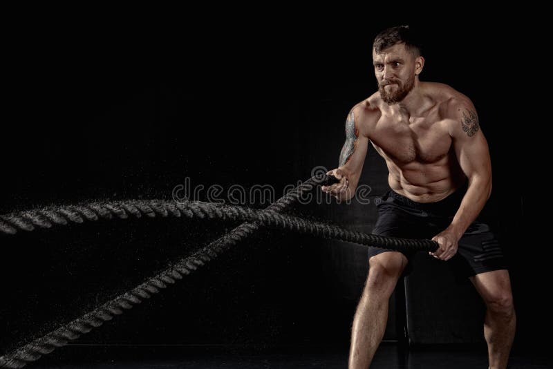 Crossfit training. Ropes stock photo. Image of person - 108493940