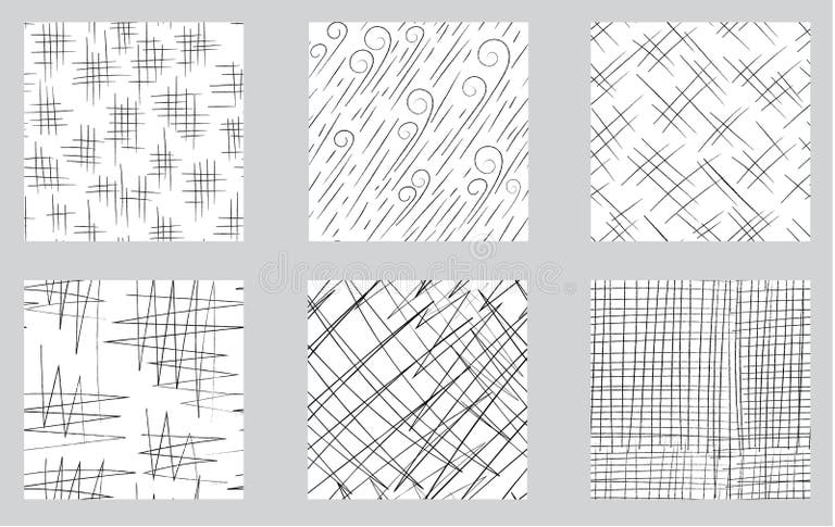 Crosshatch Pattern Set. Seamless Hand Draw Pattern. Simple Crosshatch ...