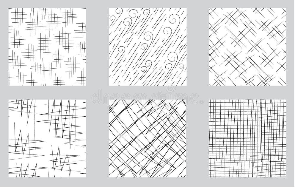Crosshatch Pattern Set. Seamless Hand Draw Pattern. Simple Crosshatch ...