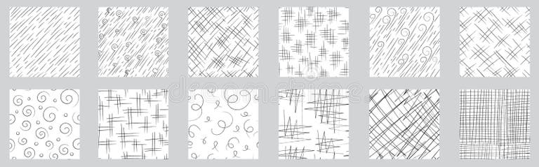 Crosshatch Pattern Set. Seamless Hand Draw Pattern. Simple Crosshatch ...