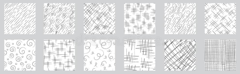 Crosshatch Pattern Set. Seamless Hand Draw Pattern. Simple Crosshatch ...