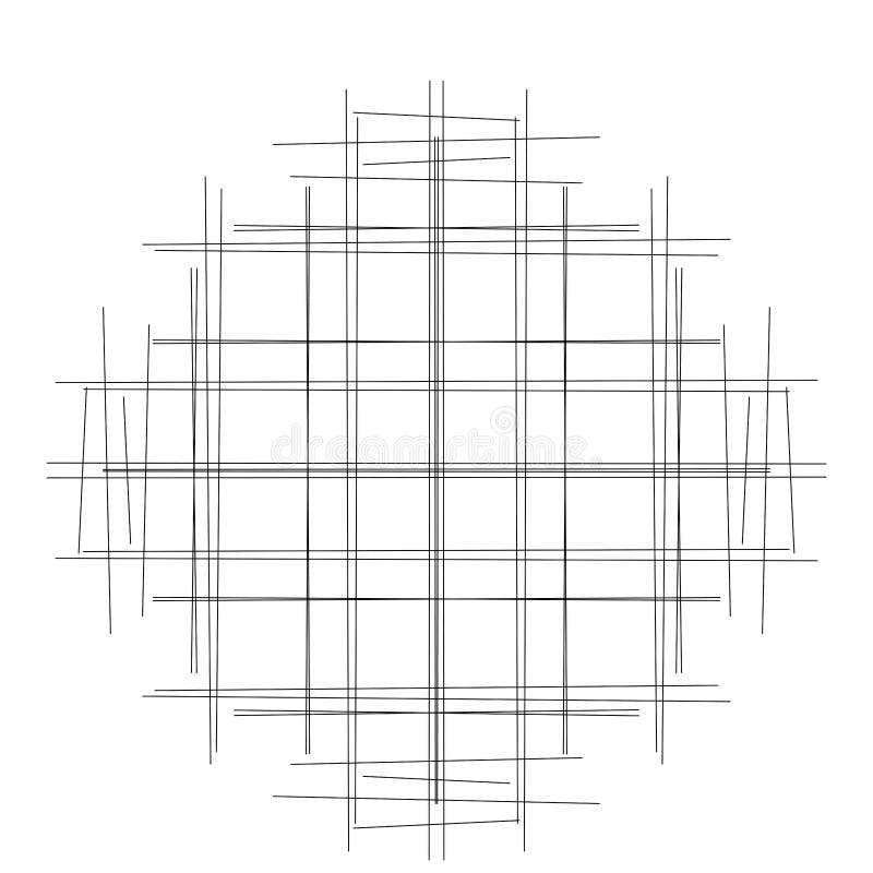 Crosshatch, Tangle Lines Circle. Scribble, Sketchy Random Intersecting Lines Grid, Mesh ...