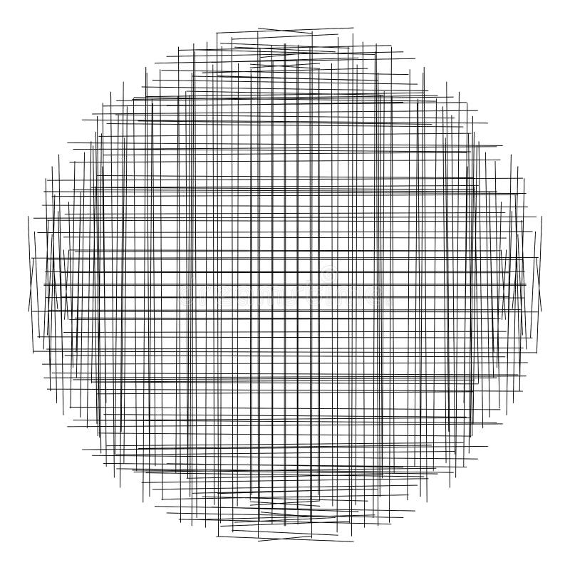 Crosshatch, Tangle Lines Circle. Scribble, Sketchy Random Intersecting Lines Grid, Mesh ...