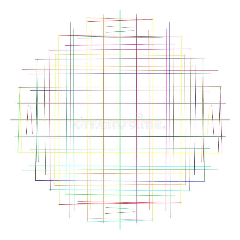 Crosshatch, Tangle Lines Circle. Scribble, Sketchy Random Intersecting Lines Grid, Mesh ...