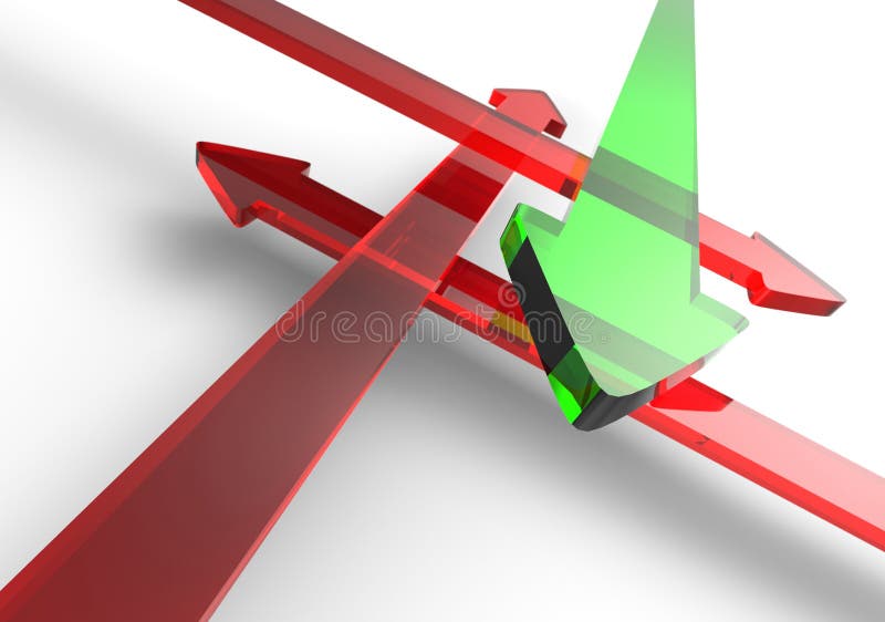 Crossing Arrows Green Red 3 Stock Illustration - Illustration of growth ...