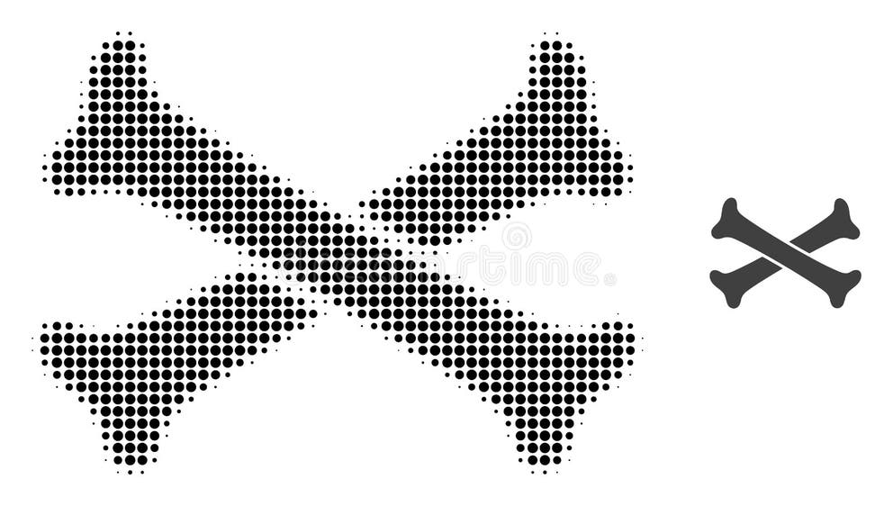 Crossing Bones Halftone Dotted Icon Stock Vector - Illustration of ...