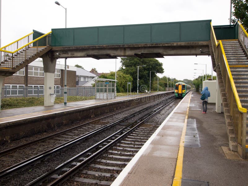 Crossing Bridge at Train Station Stock Image - Image of rail, bridge ...