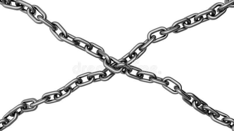 Chain Cross. Crossing Chains Isolated on White Background. 3D-rendering ...