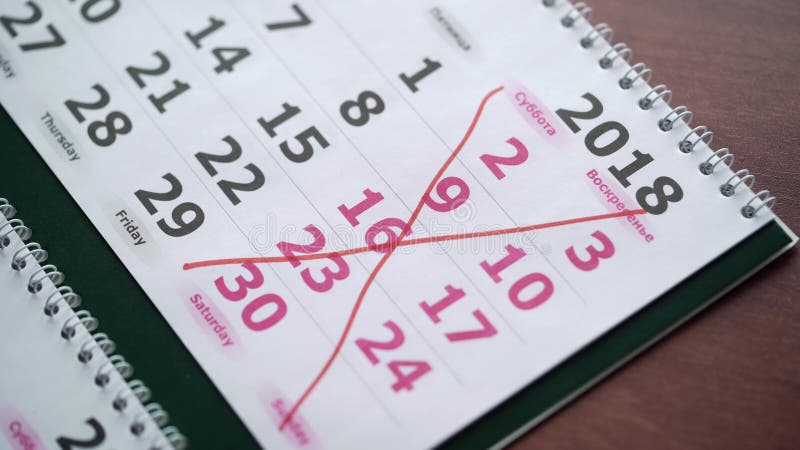 Crossing Out Dates on Calendar Stock Video - Video of date, month ...
