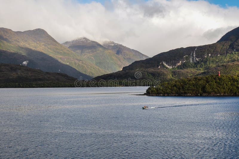 Crossing Fjords in Southern Chile Stock Image - Image of delicate ...
